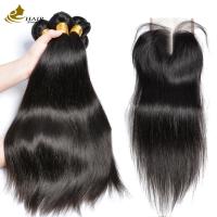 China Unprocessed 100 Virgin Hair Human Bundles Natural Color Straight Hair Weft With Closure for sale