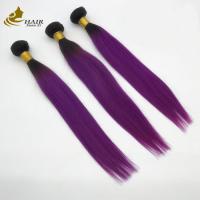 China 1B Purple Colored Ombre Human Hair Extensions Bundles Remy Human Hair Weft for sale