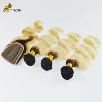 China 1B Blonde Ombre Human Hair Extensions Remy Weave Wig Bundles With Closure for sale