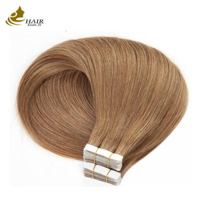 China Straight Brown Color Seamless Tape In Extensions Remy Human Hair Extension for sale