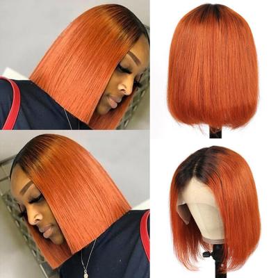 China 130% Density 1b/ Orange Customized Human Hair Wig Human Hair Short Bob Wigs for sale