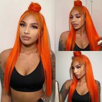 China Ginger Orange Straight Lace Front Human Hair Wigs Pre Plucked for Women for sale