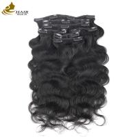 China Wholesale Natural Black Brazilian Remy Human Hair Body Wave Clip In Hair Extensions for sale