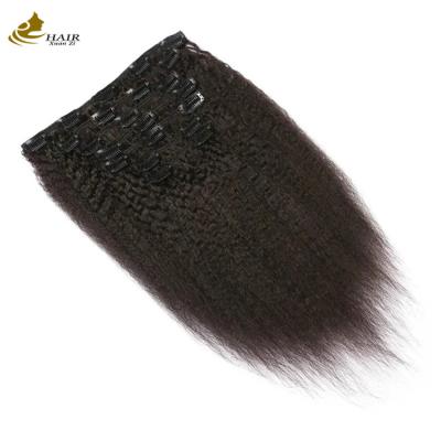 China Factory Supplied Yaki Kinky Curl Malaysian Virgin Human Hair Clip In Hair Extensions 7pcs For Sale for sale