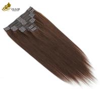 China Dark Brown 22 inch Clip In Hair Extensions human Hair 100% Virgin 16 Pieces for sale