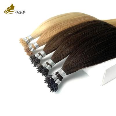 China 0.5g Pre Bonded Keratin Remy Human Hair Extensions Natural Black Silky Straight I Tip Hair Extensions for sale