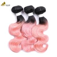 China Malaysian 1B/Pink 100 Virgin Human Hair Bundles Body Wave Extensions Weft Super Double Drawn for sale
