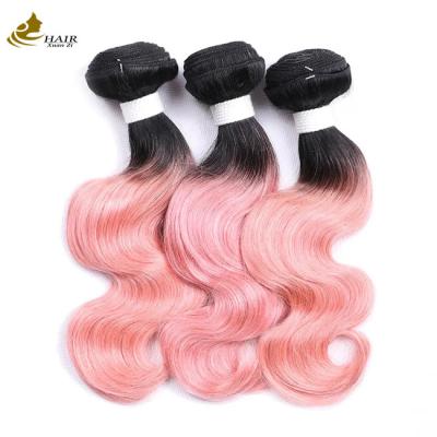 China Malaysian 1B/Pink 100 Virgin Human Hair Bundles Body Wave Extensions Weft Super Double Drawn for sale