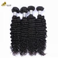 China Deep Wave Natural Black 100% Virgin Human Hair Bundles With Closure for sale