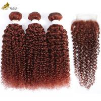 China Kinky Curl 100% 99J Ombre Human Hair Extensions 100% Virgin Human Hair Bundles Weft With Closure for sale