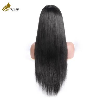 China 28inch Bone Straight Natural Black 13*4 Front Lace Wig Customized Human Hair Wigs for sale