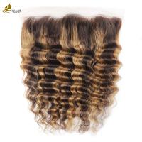 China Piano 4/27 Deep Wave Human Hair Lace Closure Brazilian Hair Transparent 13X4 Closure for sale