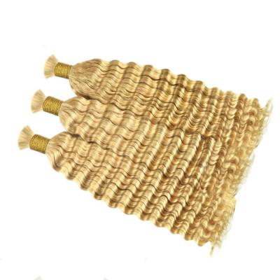 China Double Drawn Deep Wave 613 Color Blonde 100 Human Hair Bulk For Braiding for sale