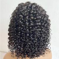 China Remy 100% 4*4 Human Hair Lace Wig Short Curl Natural Black Human Lace Front Wig for sale