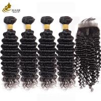 China Wholesales Deep Wave Hair Weaving Natural Black 100 Virgin Remy Human Hair Bundles for sale