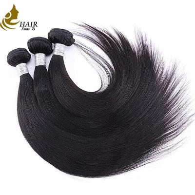 China Experience Luxury Straight Natural Black Real Virgin Human Hair Bundles Extensions for sale