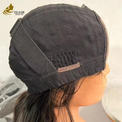 China Fast Delivery Top Selling Factory 100% Cuticle Aligned Straight Natural Black Human Hair Lace Wig for sale