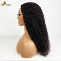 China Natural Black Curl 4*4 Frontal Lace Virgin Human Hair Lace Wigs With Anti Slip Strips for sale