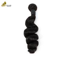 China Virgin Hair Weave Weft Brazilian Human Hair Bundles Loose Deep Natural Black Wave Bundles for sale