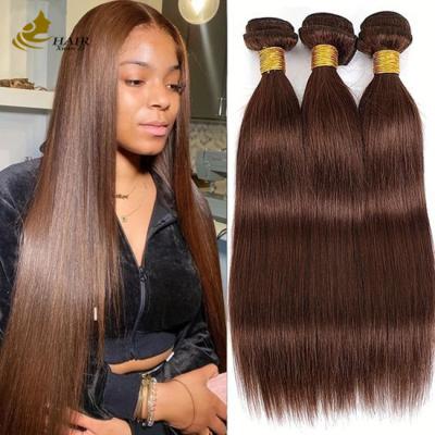 China 4# Color Chocolate Brown Straight Ombre Human Hair Bundle Weft for sale