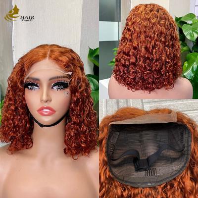 China Orange Color Curl 100 Virgin Human Hair 5*5 Ready To Go Glueless Silk Top Full Lace Wig Easy To Wear for sale