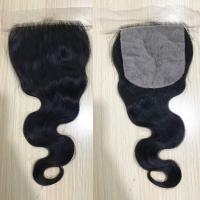 China Pass The Needle Human Hair Lace Closure 4*4 Transparent Lace Body Wave Natural Black Closure for sale