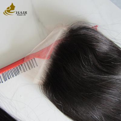 China Transparent 4*4 Lace 20 Inch Natural Black Straight Human Hair Lace Closure for sale