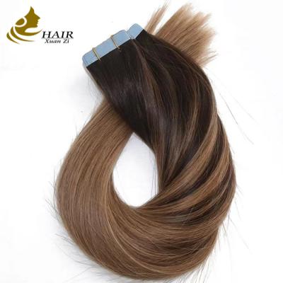 China Customized Color Straight 100% Real Virgin Human Hair Tape In Hair Extensions for sale