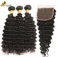 China Best Quality Rose Curl Weave Human Virgin Hair Deep Wave Bundles with Closure for sale