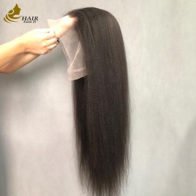 China 360 Full Yaki Preplucked Exotic Kinky Straight Lace Front Human Hair Wig for sale