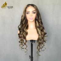 China Loose Wave Ombre 4/27 Highlight Lace Front Piano Color Human Hair lace Wig for sale