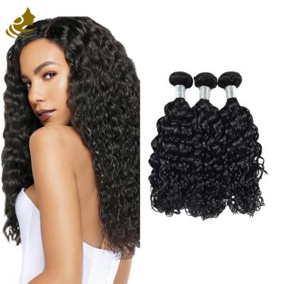 China High Qulity Best 100% Virgin Human Hair Bundles Water Wave Natural Black Can Be Bleached And Dyed for sale
