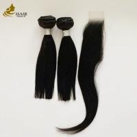 China Wholesale 100% Raw Virgin Unprocessed Human Hair 14inch Natural Black Straight Hair Bundles With Closure for sale