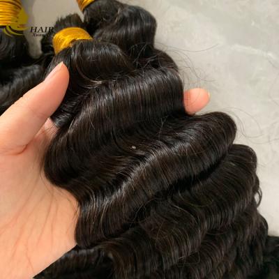 China Double Drawn Deep Wave Human Hair Bulk for Braiding Natural Black for sale
