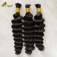 China Double Drawn Deep Wave Human Hair Bulk for Braiding Natural Black for sale