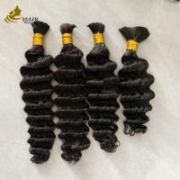 China Double Drawn Deep Wave Human Hair Bulk for Braiding Natural Black for sale