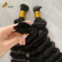 China Double Drawn Deep Wave Human Hair Bulk for Braiding Natural Black for sale