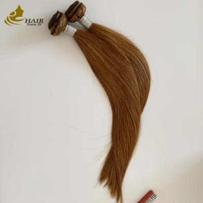 China 20 Inch #8 Chestnut Brown Remy Human Hair Bundles Weft Extensions for sale