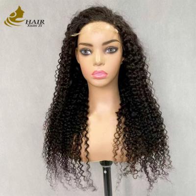 China Customized 12A Grade Brazilian Virgin Hair Women Wigs Natural Hair Line HD Lace Front Double Drawn Natural Black Curl Human Hair Wig for sale