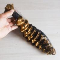 China Double Drawn Deep Wave 100% Remy Human Hair Bulk For Braiding Natural Black for sale