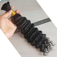 China Double Drawn Deep Wave 100% Remy Human Hair Bulk For Braiding Natural Black for sale