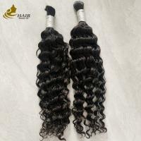 China Double Drawn Deep Wave Human Hair Bulk for Braiding Natural Black for sale