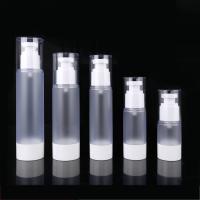 China Frosted Round Refillable Airless Cosmetic Bottle White Matte 15ml 30ml 50ml For Lotion for sale