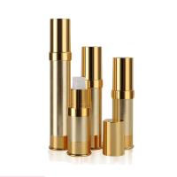 China Pearly Gold Plastic Aluminum Airless Pump Bottle Lotion Vacuum Cosmetic Bottle 15ml for sale