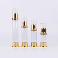 China Plastic Clear White Silver Overcap Airless Cosmetic Bottles Packaging For Lotion 10ml - 30ml for sale