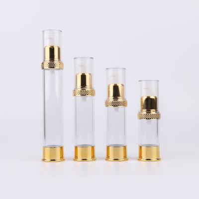 China Plastic Clear White Silver Overcap Airless Cosmetic Bottles Packaging For Lotion 10ml - 30ml for sale