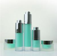 China Frosted Skin Care Serum Toner Plastic Lotion Bottles Round Pump Glass Bottles 50ml for sale