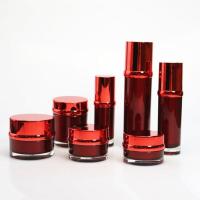 China Skin Care Empty Red Face Cream Luxury Acrylic Bottle And Jar 15g Cosmetic Sets for sale