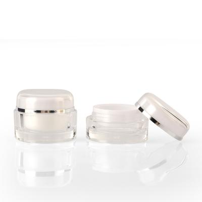 China Double Wall Acrylic Round Hair Care Skincare Cream Jar Packaging With Dome Cap 15g 30g 50g for sale