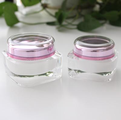 China Natural Acrylic Oval Shape Cosmetic Cream Jars Wide Mouth With Aluminum Cap 50g for sale